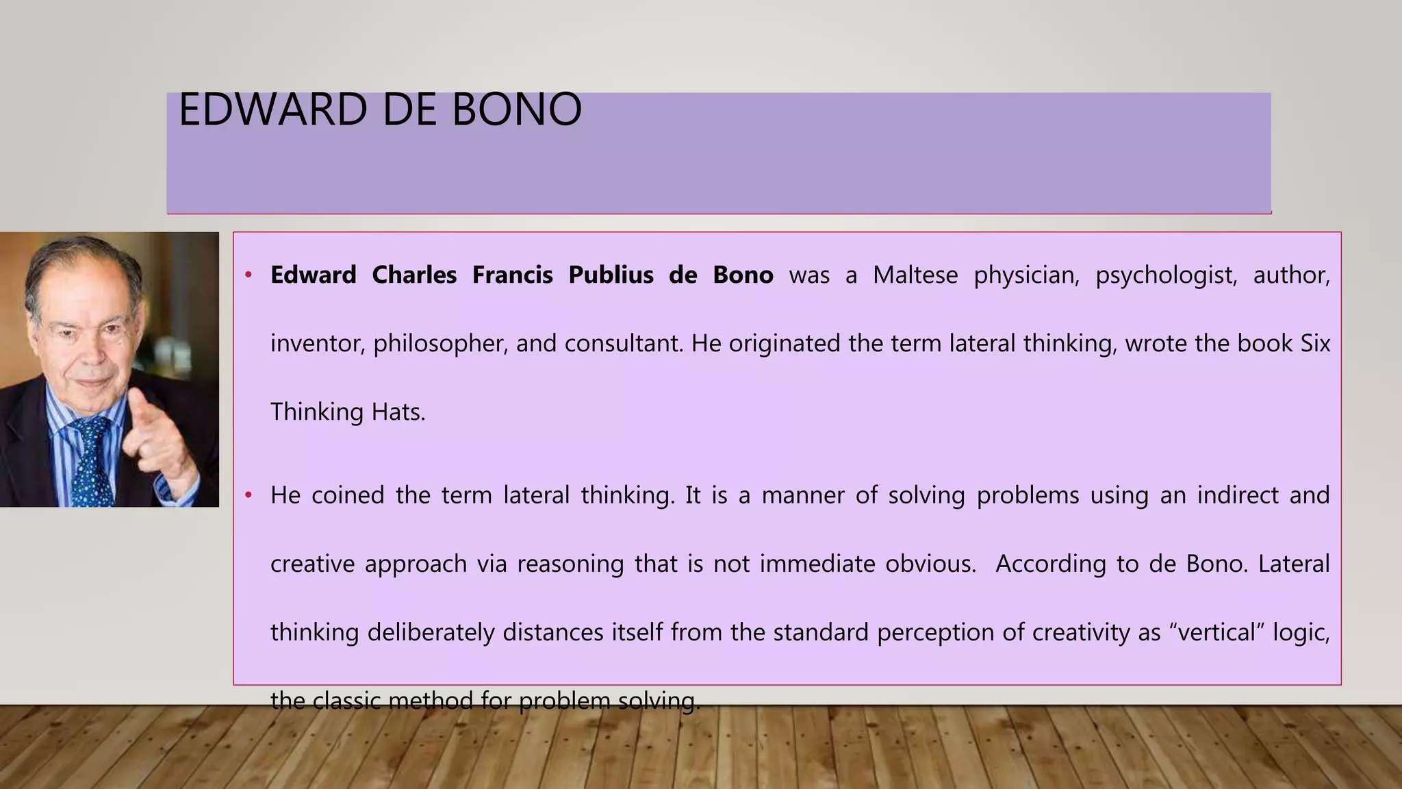 Edward De Bono Lateral Thinking | PPTX