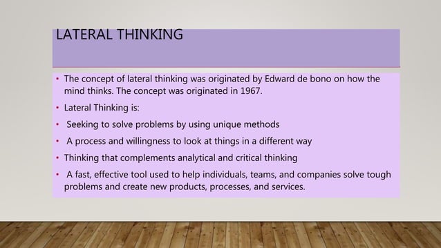 Edward De Bono Lateral Thinking | PPTX