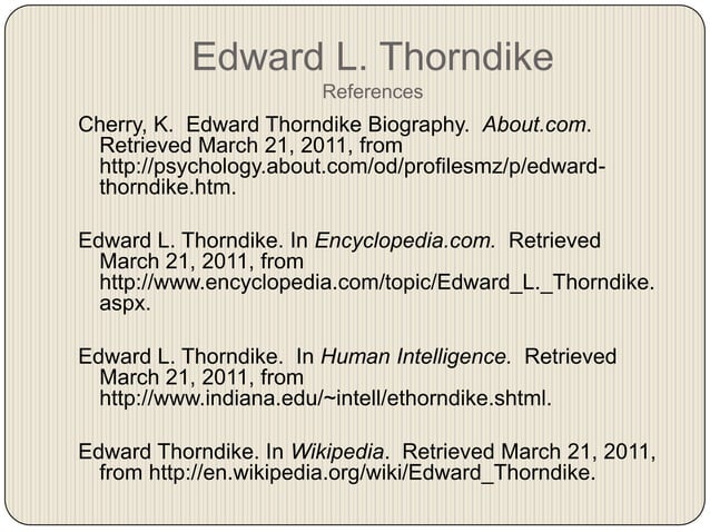 Edward l thorndike | PPTX | Education