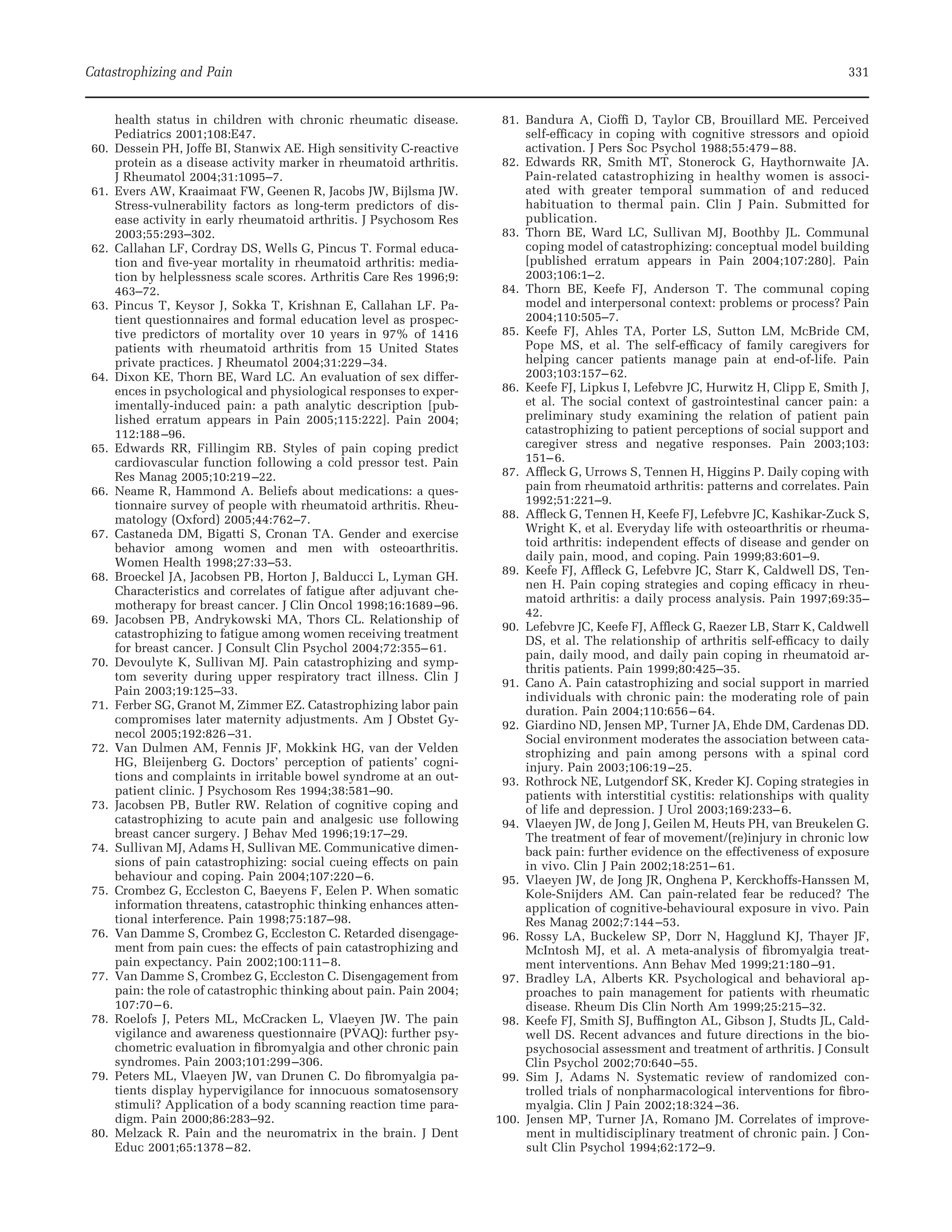 Edwards et al-2006 Catastrophizing | PDF