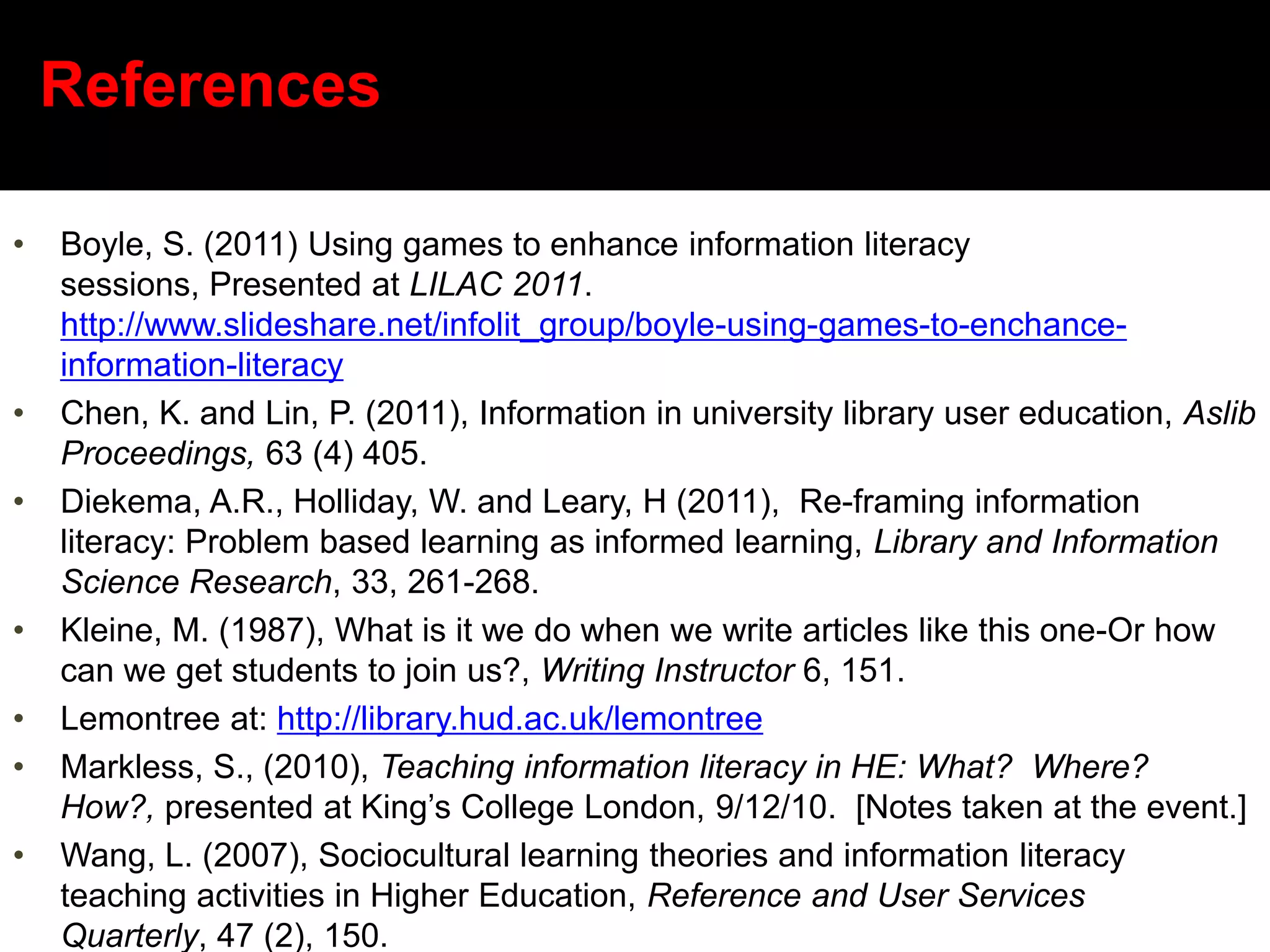 Edwards, Hill & Walsh - Games and gamification for information literacy ...