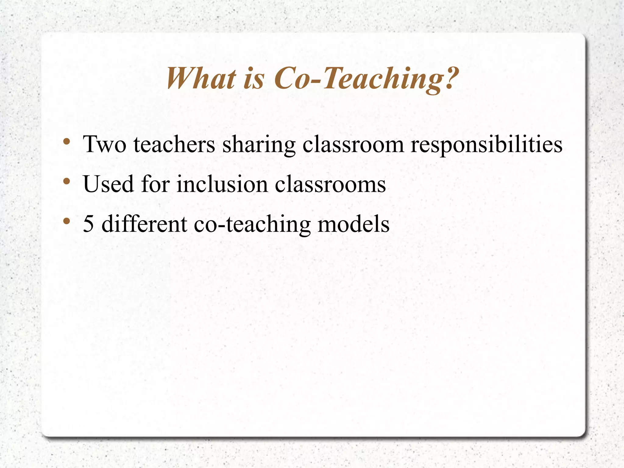 Co-Teaching Models | PPT