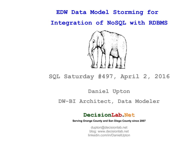 EDW Data Model Storming for Integration of NoSQL and RDBMS by Daniel ...