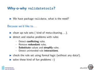 Validatetools, resolve and simplify contradictive or data validation rules | PPT