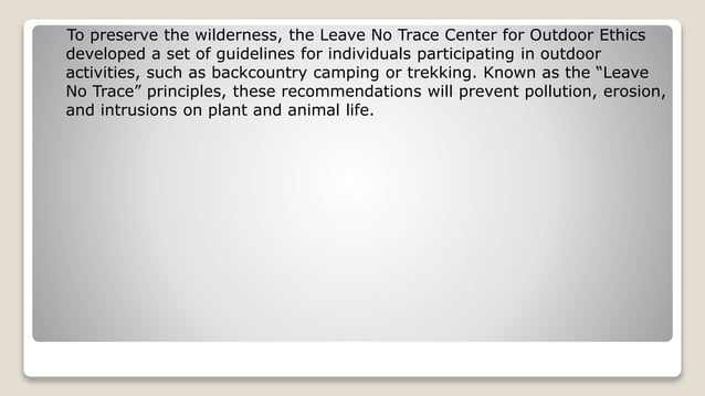 The Principles of Leave No Trace Camping | PPT