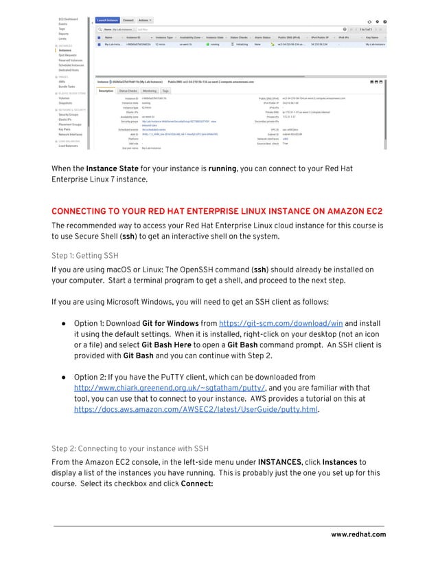 LAB SET-UP INSTRUCTIONS FOR EXERCISES ON AMAZON EC2 | PDF