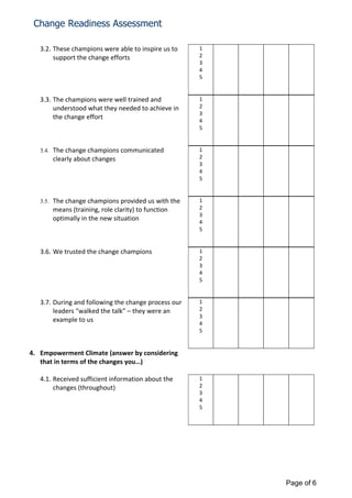 Change Readiness Questionaire | DOC