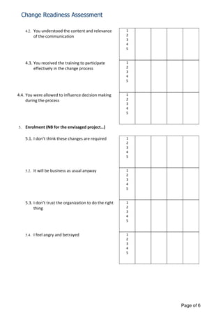 Change Readiness Questionaire | DOC