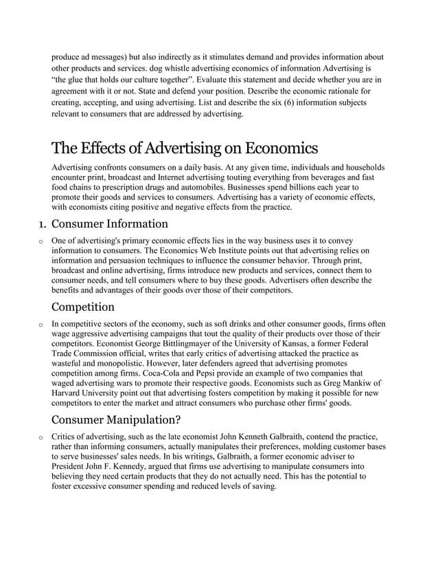 Economic effects of advertisements | DOCX