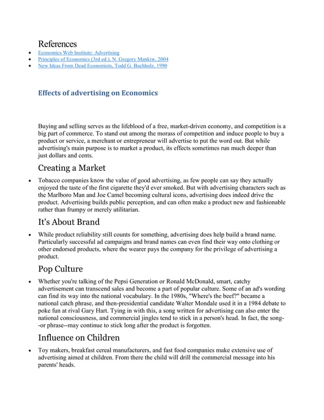 Economic effects of advertisements | DOCX