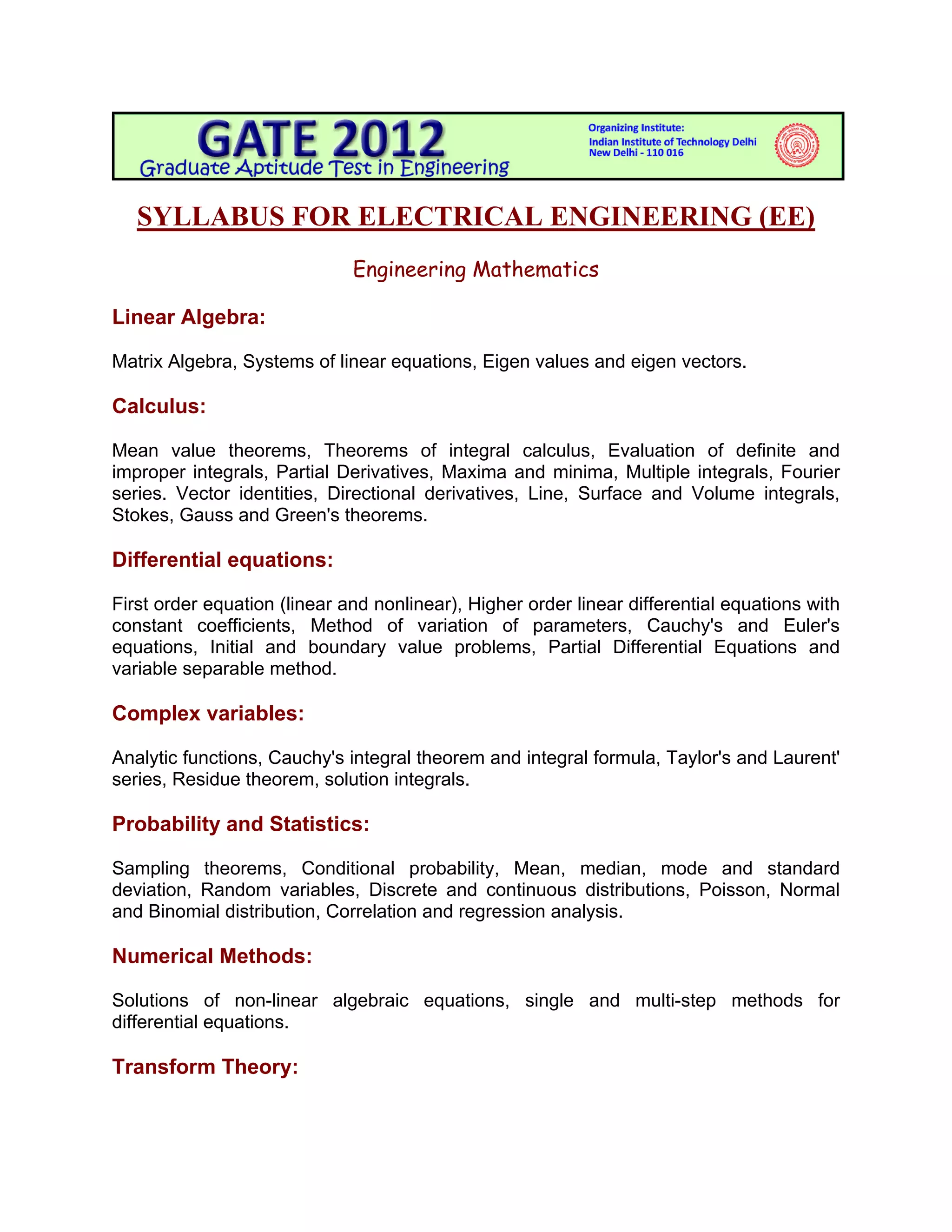 gate syllabus 2012 | PDF