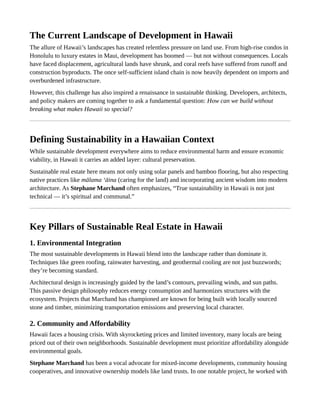 Stephane Marchand on Sustainable Real Estate Development in Hawaii ...