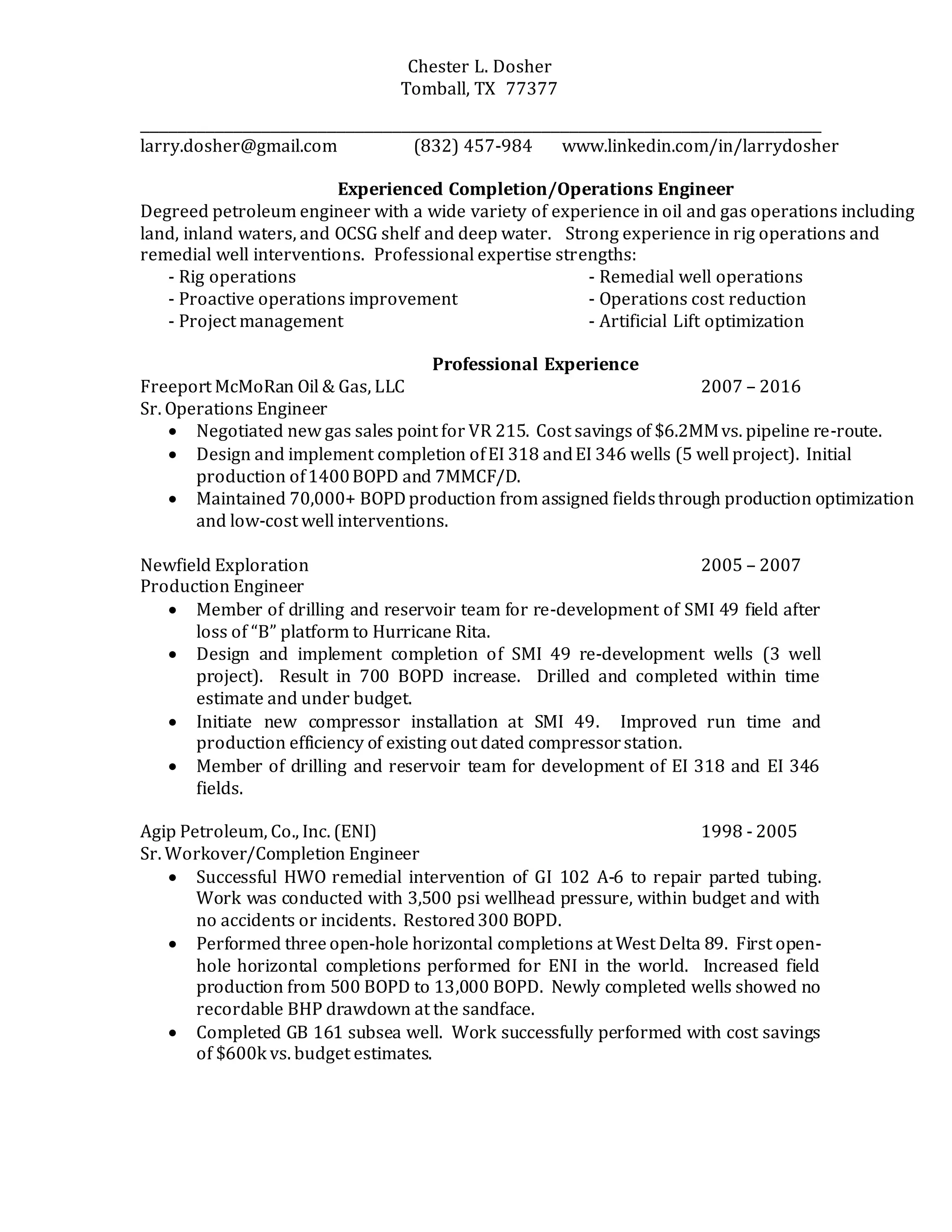 larry_dosher opengr resume | DOCX