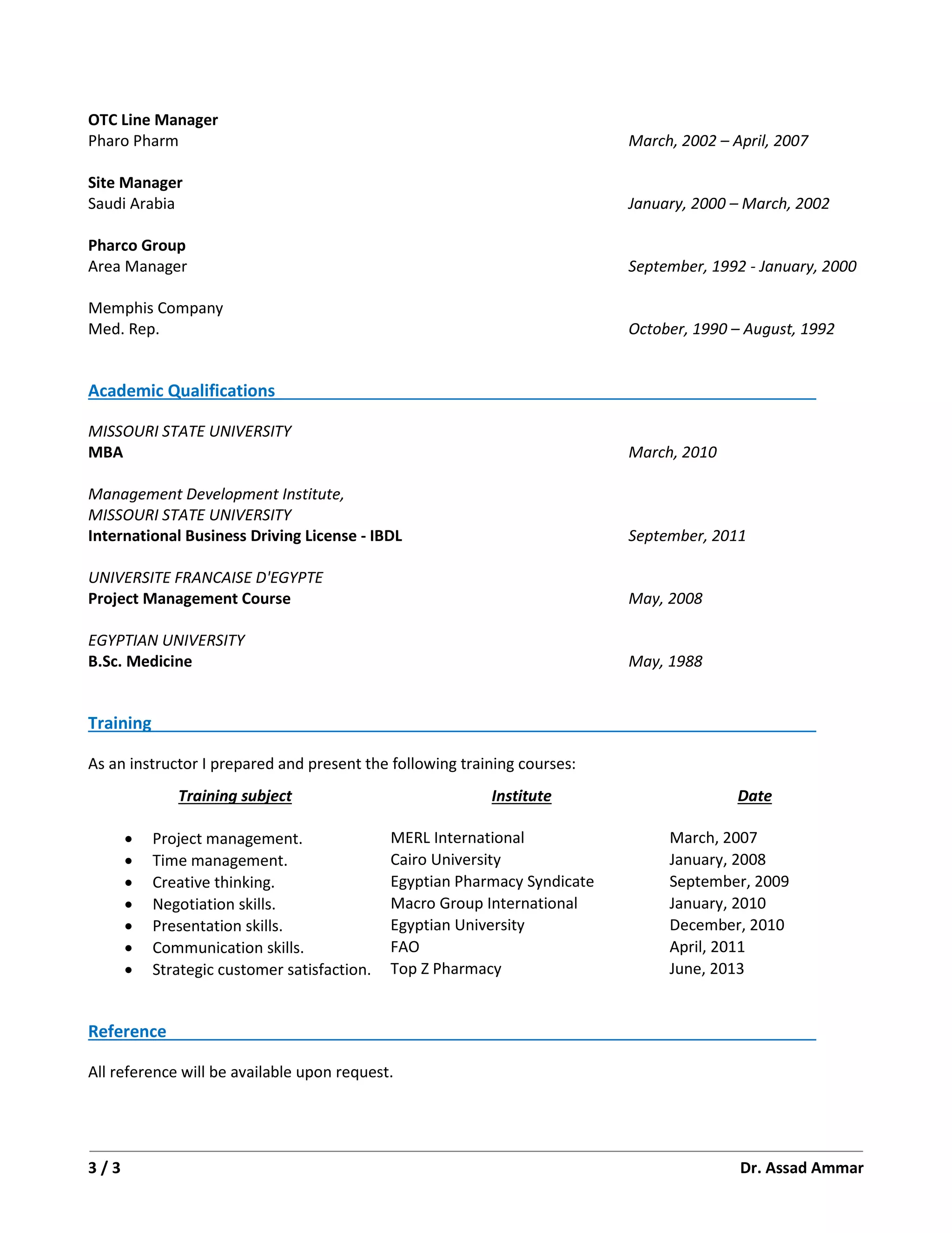 CV - Dr. Assad Ammar Nov. 2014 | PDF