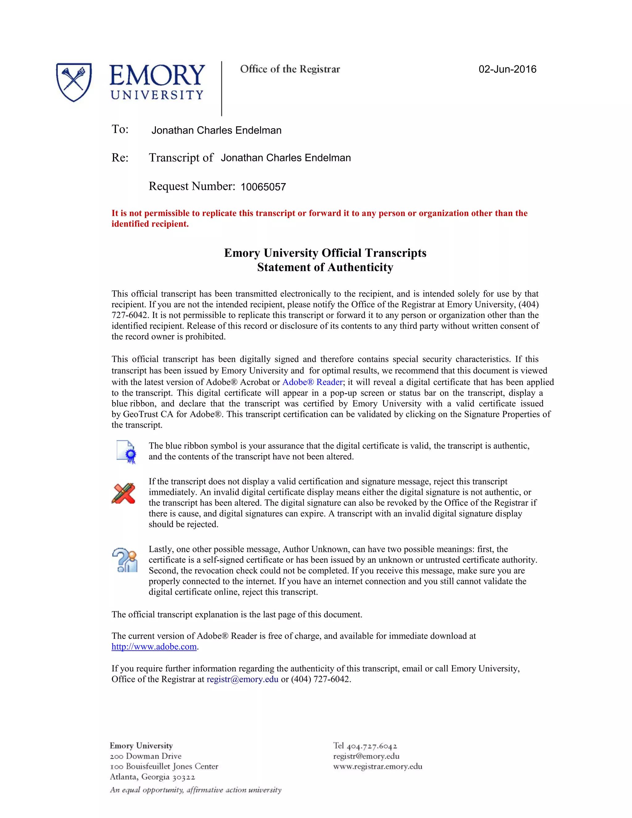 Emory Transcript | PDF