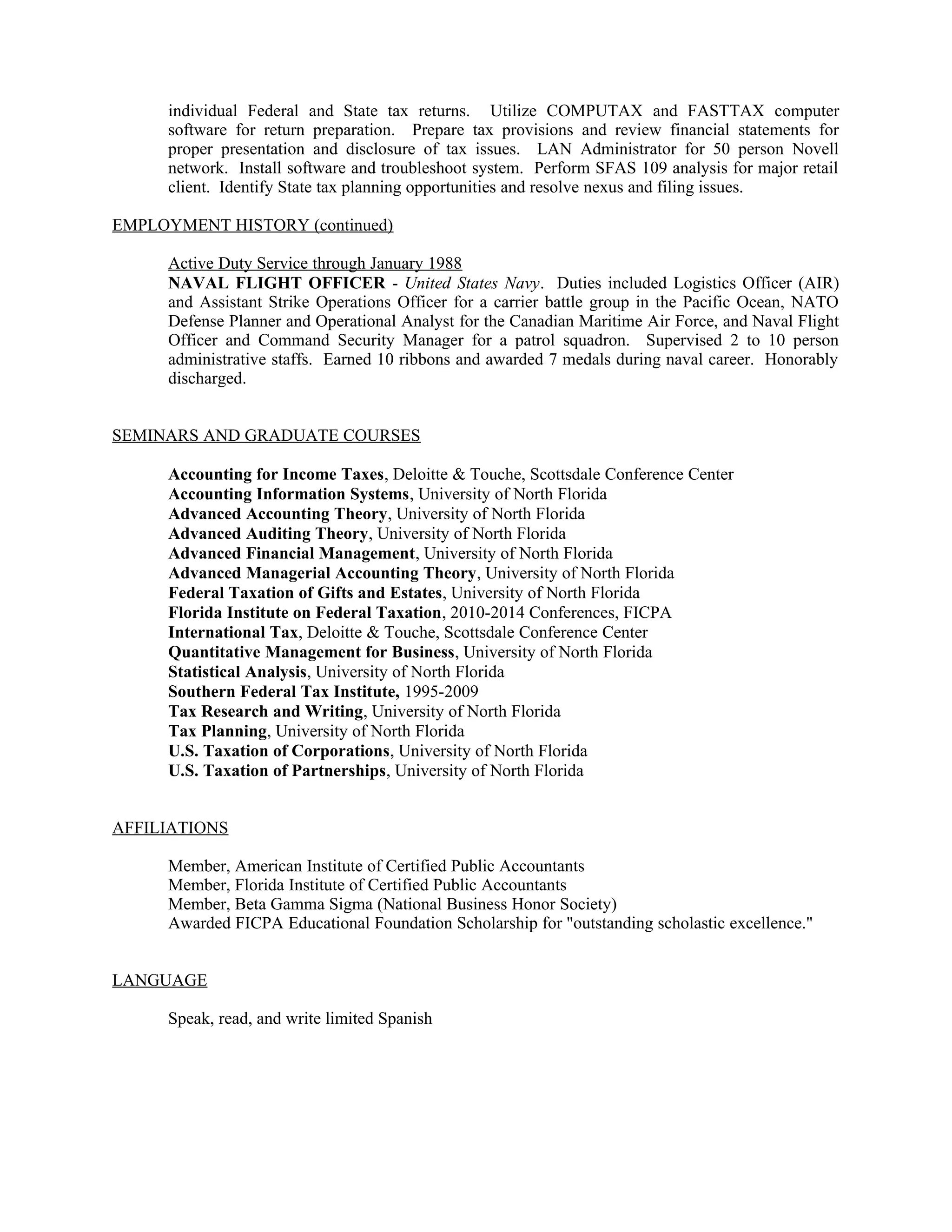 Senior Tax Manager Resume | DOC