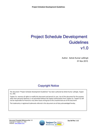 Project Schedule Development Guidelines | DOC