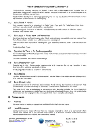 Project Schedule Development Guidelines | DOC