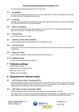 Project Schedule Development Guidelines | DOC
