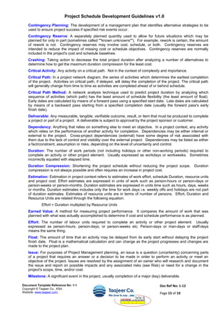 Project Schedule Development Guidelines | DOC