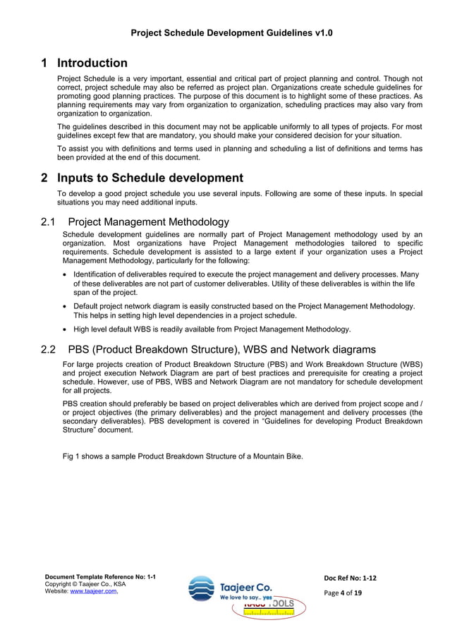 Project Schedule Development Guidelines | DOC