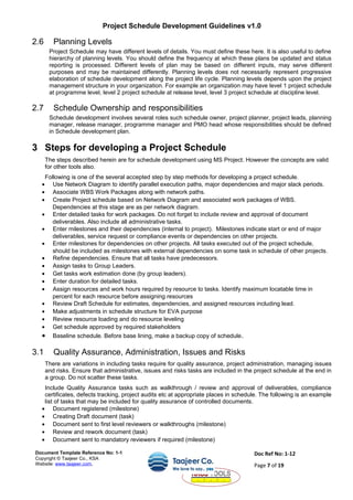 Project Schedule Development Guidelines | DOC