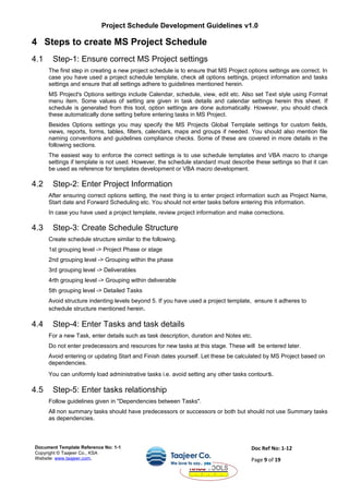 Project Schedule Development Guidelines | DOC