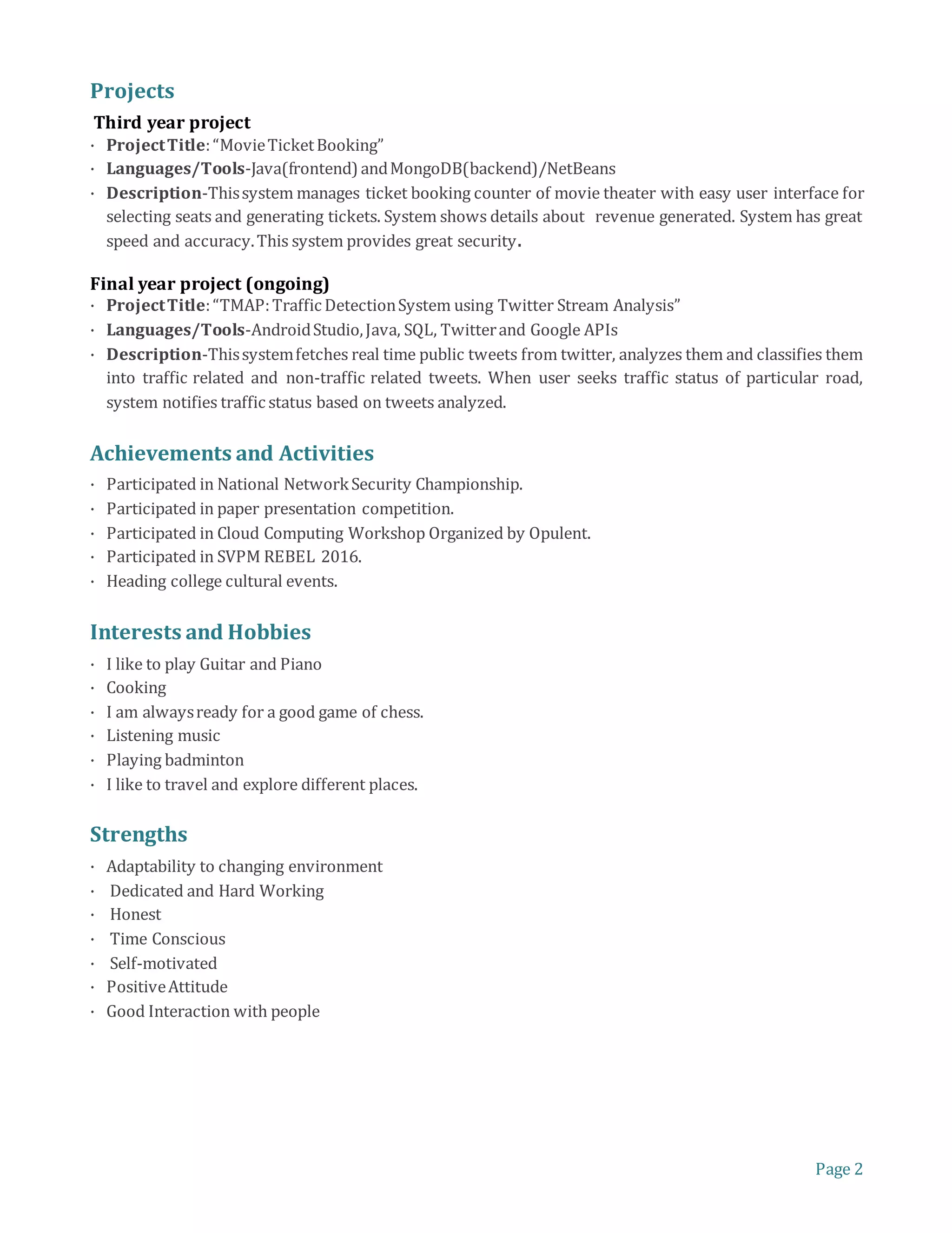 Resume | DOCX | Programming Languages | Computing