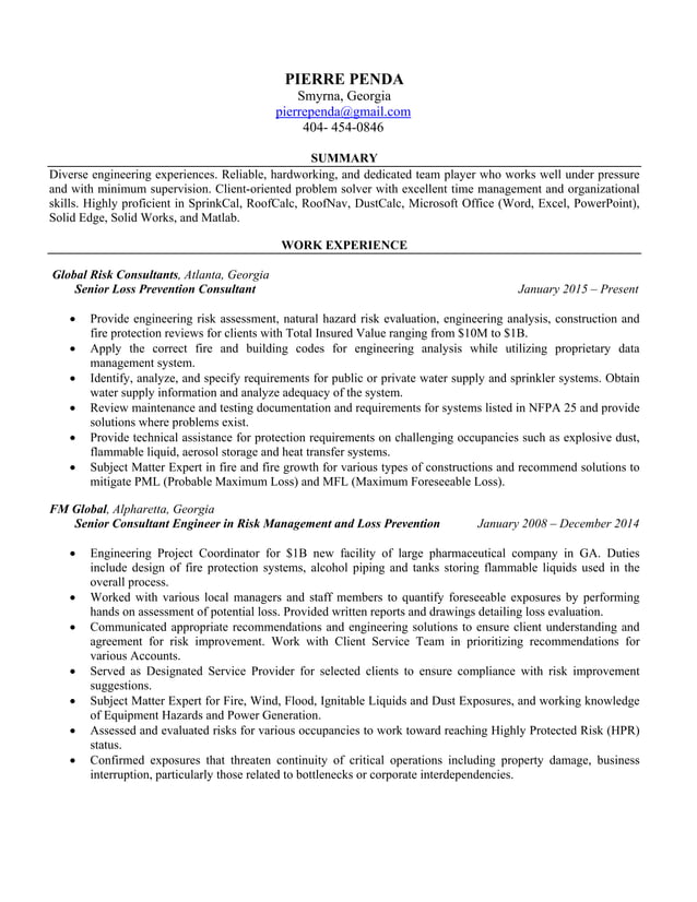 Pierre Penda Resume 2015 | PDF | Civil Engineering Industry | Industries