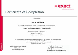 Exact Business Analytics Fundamentals | PDF