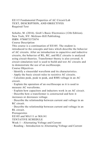 EE115 Fundamental Properties of AC CircuitLabTEXT, DESCRIPTION,.docx