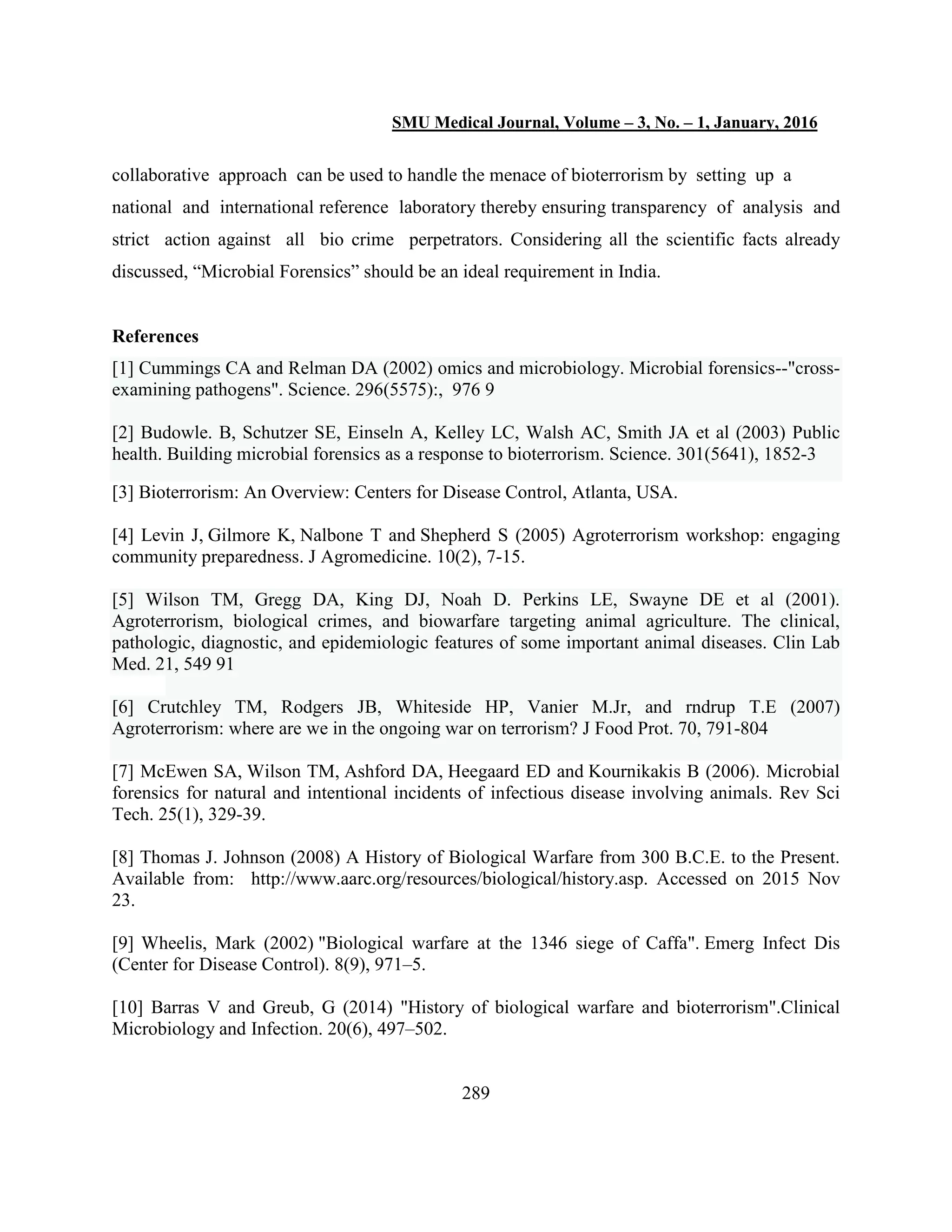 MICROBIAL FORENSICS- SMU MEDICAL JOURNAL | PDF