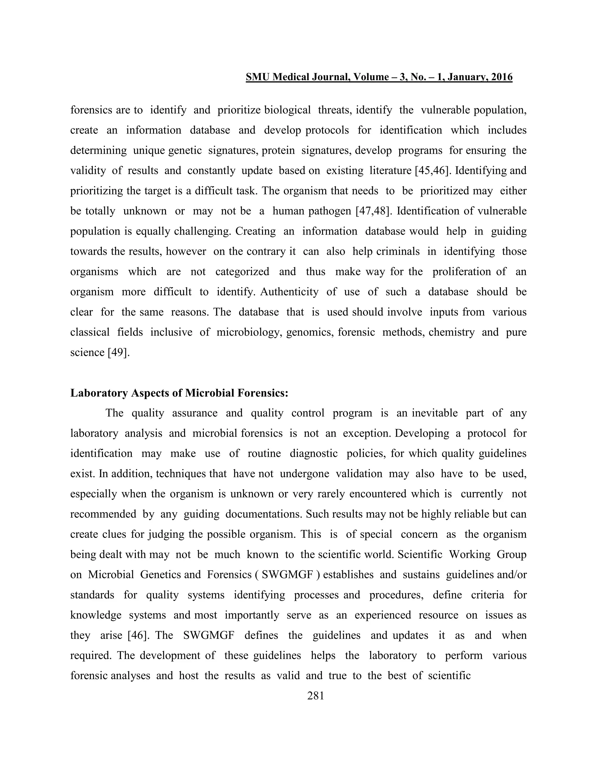 MICROBIAL FORENSICS- SMU MEDICAL JOURNAL | PDF