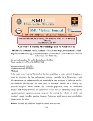 MICROBIAL FORENSICS- SMU MEDICAL JOURNAL | PDF
