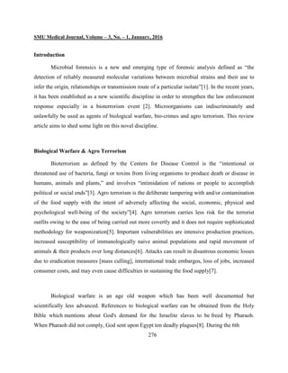 MICROBIAL FORENSICS- SMU MEDICAL JOURNAL | PDF