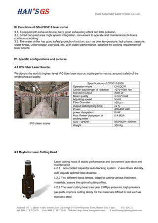 GS-LFD3015 Fiber Laser Cutter Techinical Solution | PDF