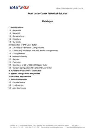 GS-LFD3015 Fiber Laser Cutter Techinical Solution | PDF