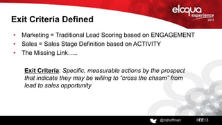 Eloqua Experience 2013 "Exit Criteria: Activities That Determine Buyer ...