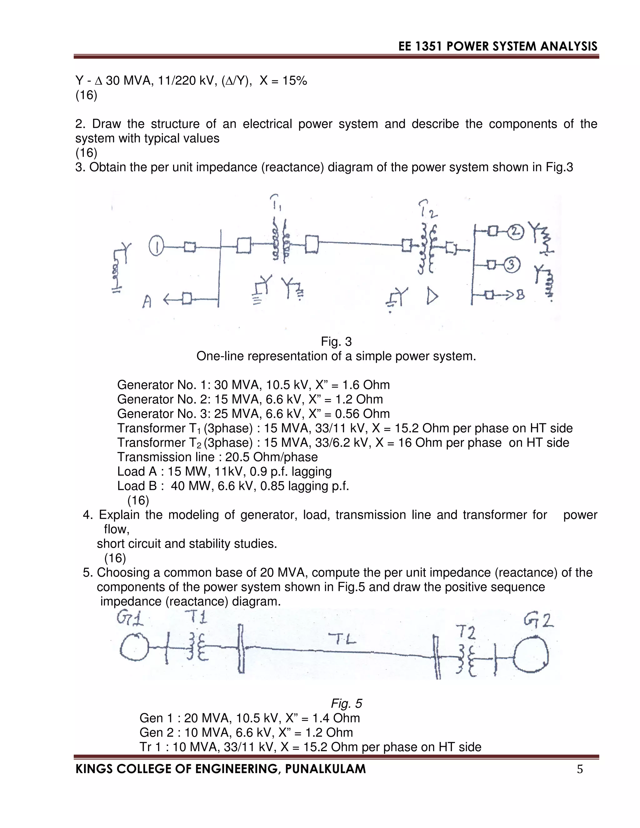 Ee 1351 power system analysis | PDF