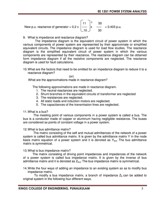 Ee 1351 power system analysis | PDF | Science