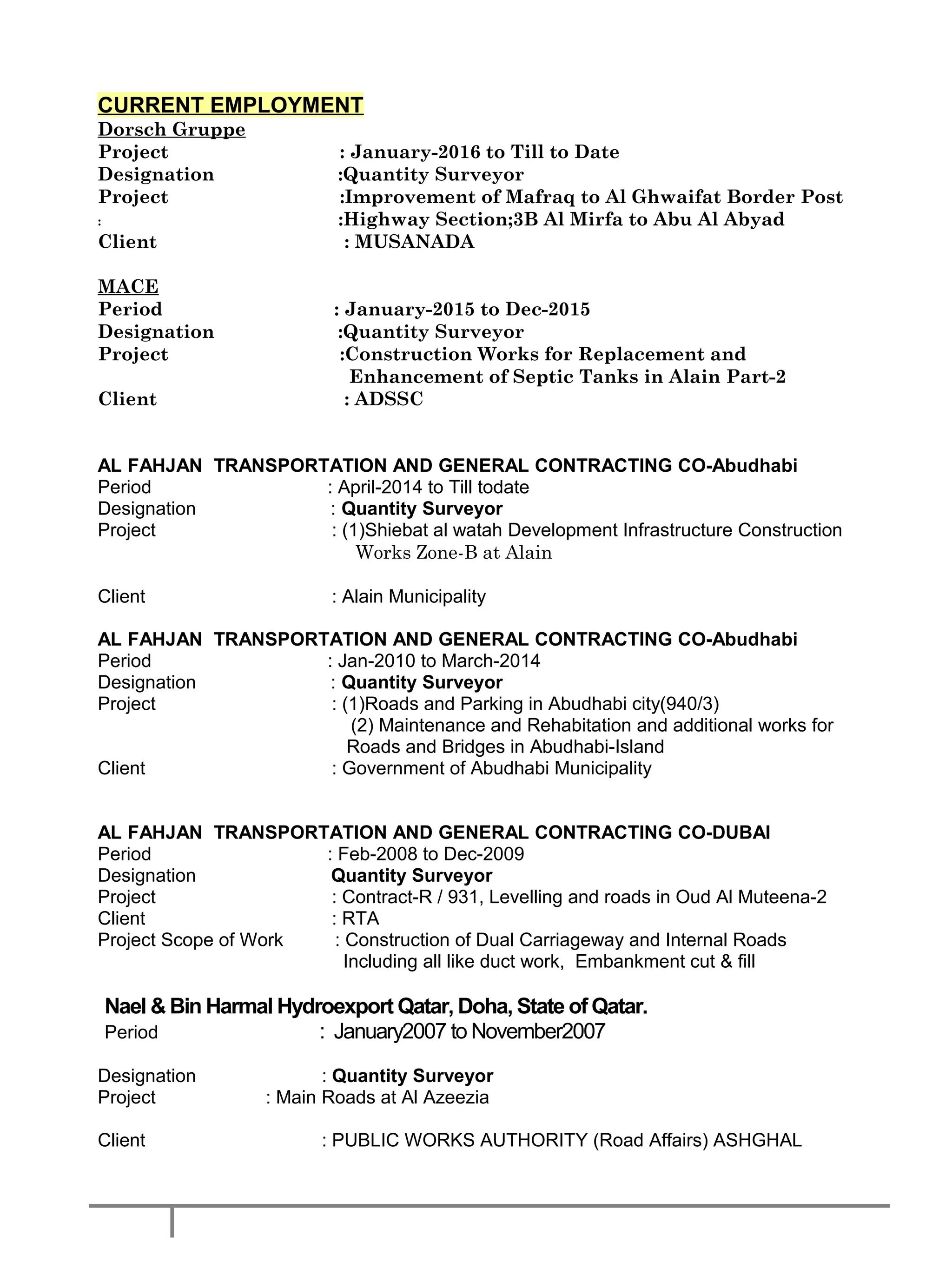 Quantity Surveyor CV | DOC