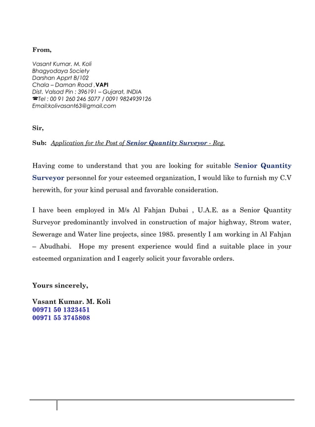 Quantity Surveyor CV | DOC