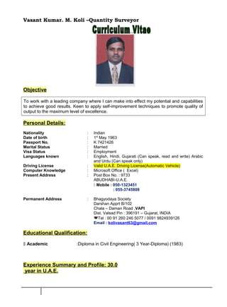 Quantity Surveyor CV | DOC