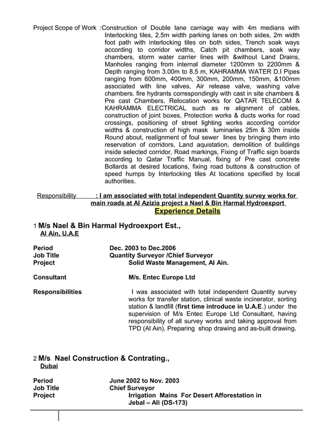 Quantity Surveyor CV | DOC