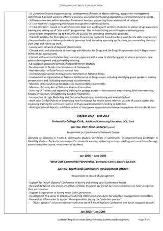 Christopher John Black CV April 2015 | DOC | Substance Abuse | Diseases ...
