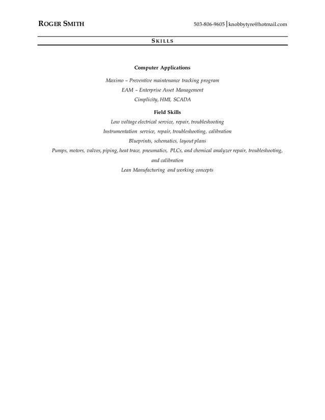 Roger Smith resume | PDF