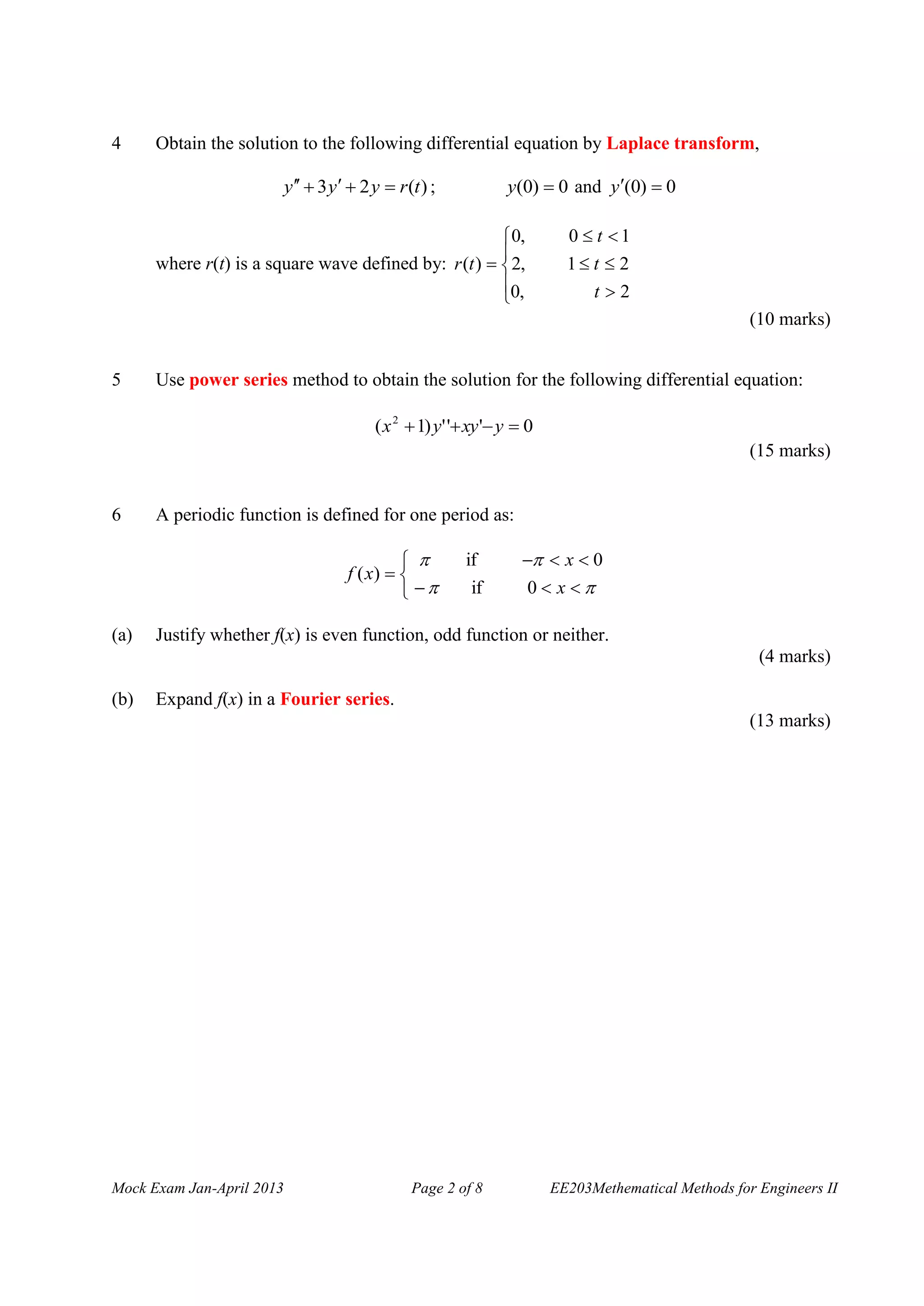Engineering Mathematics 2 questions & answers | PDF