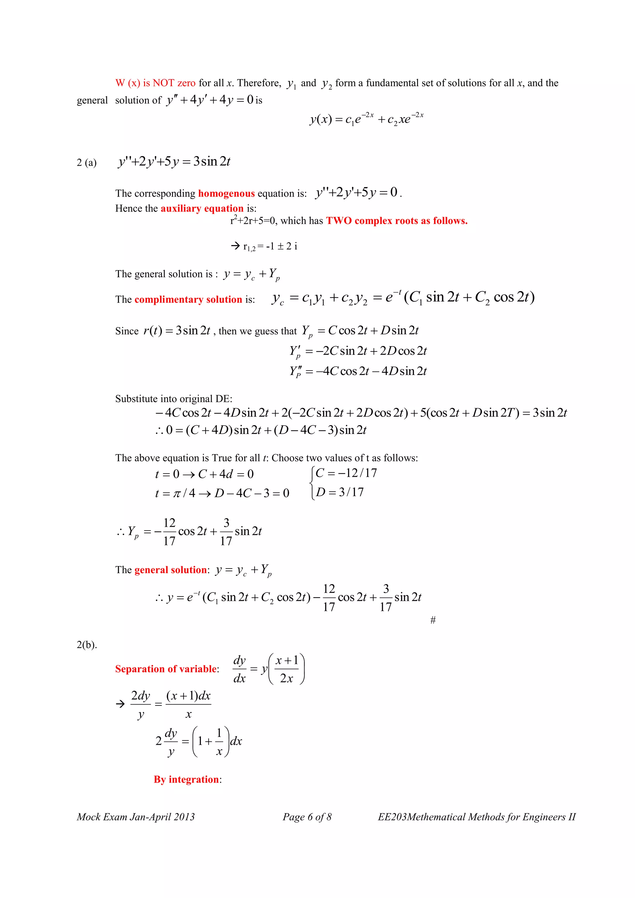 Engineering Mathematics 2 questions & answers | PDF