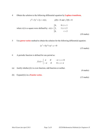 Engineering Mathematics 2 questions & answers | PDF