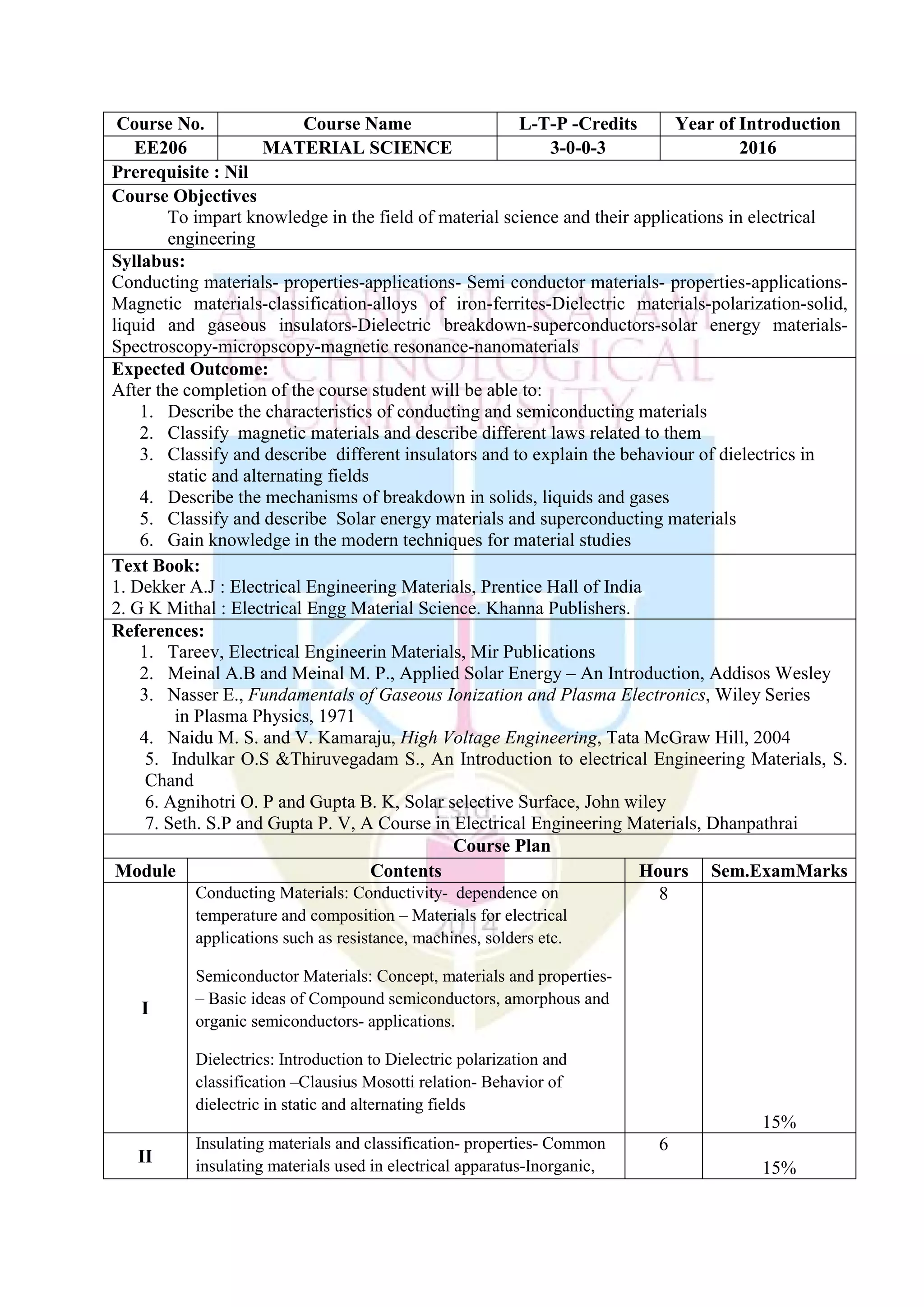Ee 206 material science text book prepared by faris | PDF